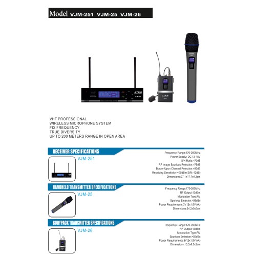 میکروفون بیسیم تک کانال دستی JTR مدل VJM-251